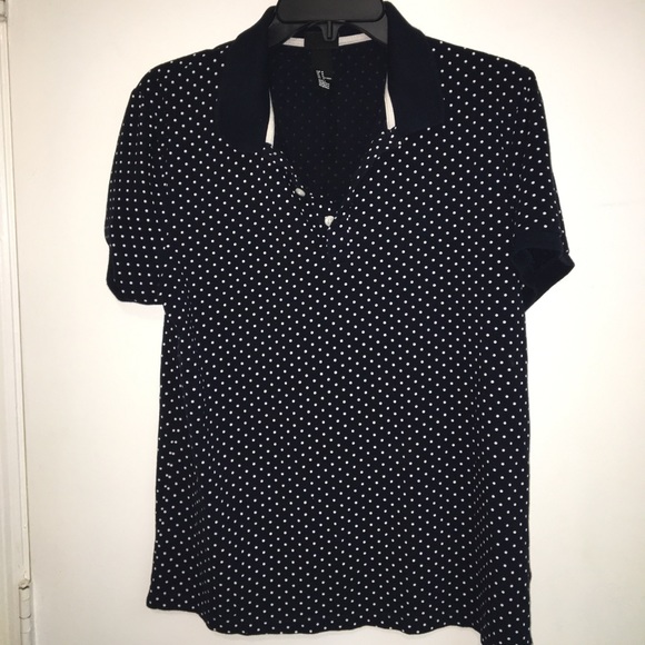 H&M | Tops | Hms Medium Size Womens Polo Poker Dots | Poshmark